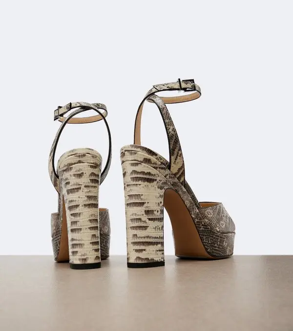 Fendi Snake-effect Leather Platform Sandals