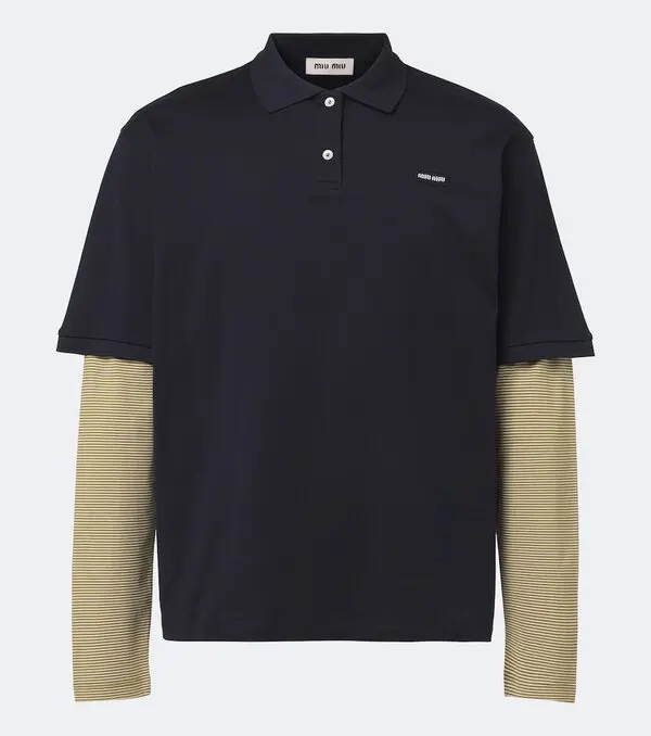 Miu Miu Layered Cotton Jersey Polo Shirt