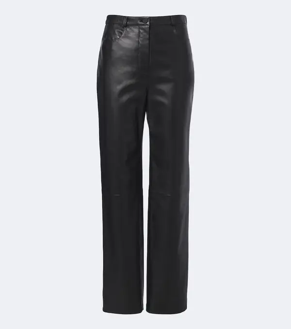 Loulou De Saison Leather Straight Leg Trousers - Black