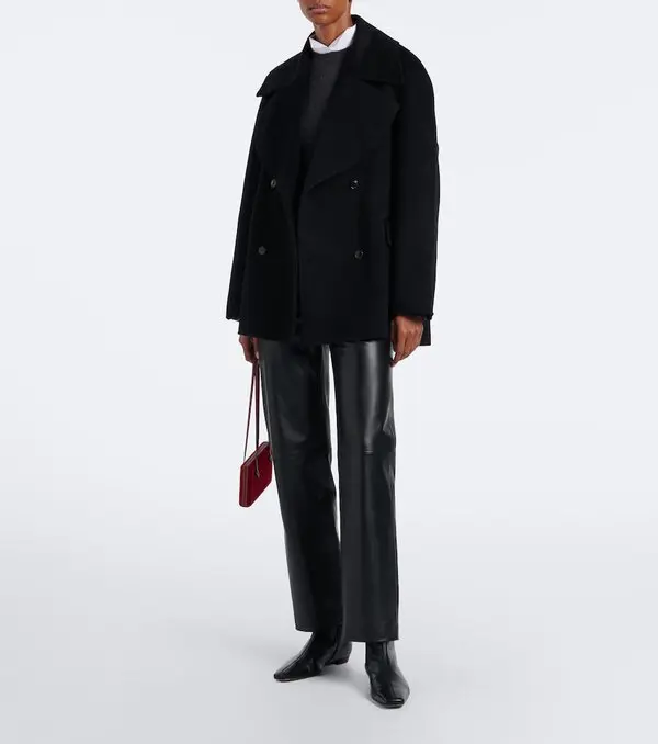 Loulou De Saison Cobe Leather Straight Pants - Black