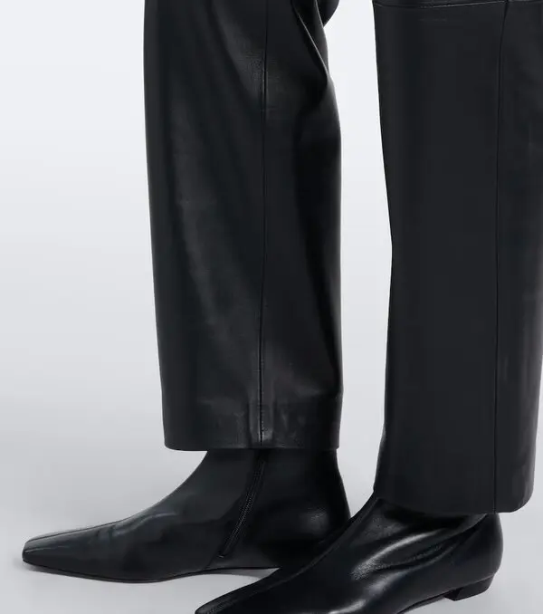 Loulou De Saison Cobe Leather Straight Pants - Black