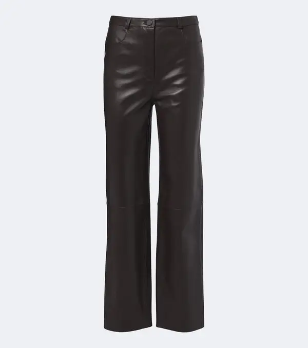 Loulou De Saison Leather Straight Leg Trousers - Brown