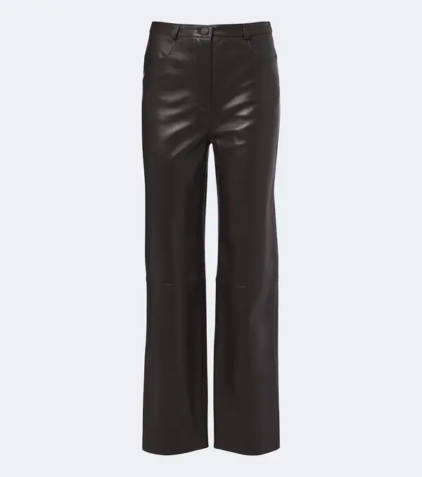 Loulou De Saison Leather Straight Leg Trousers - Brown