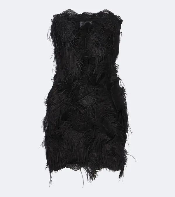 Attico Feather-trimmed Minidress