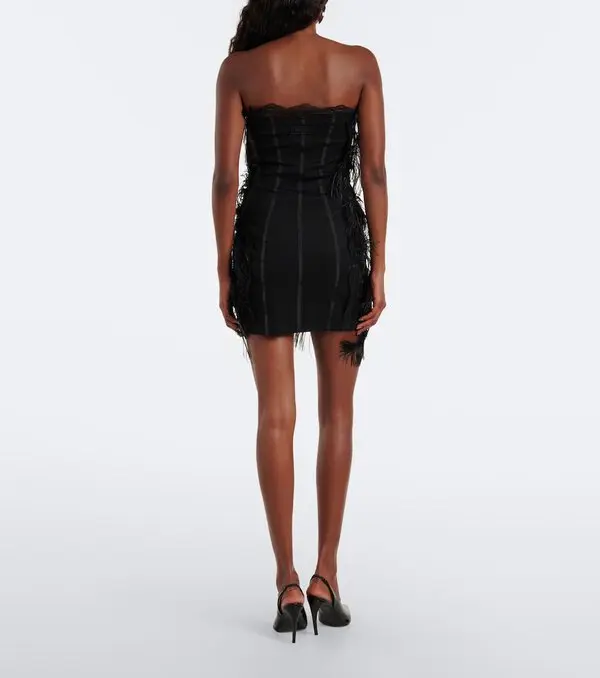 Attico Feather-trimmed Minidress