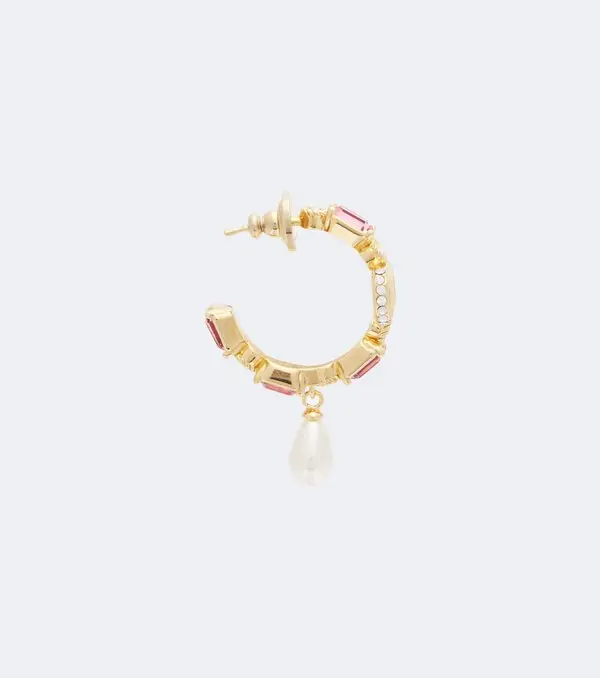 Valentino Garavani Embellished Hoop Earrings With Faux Pearls And Crystals