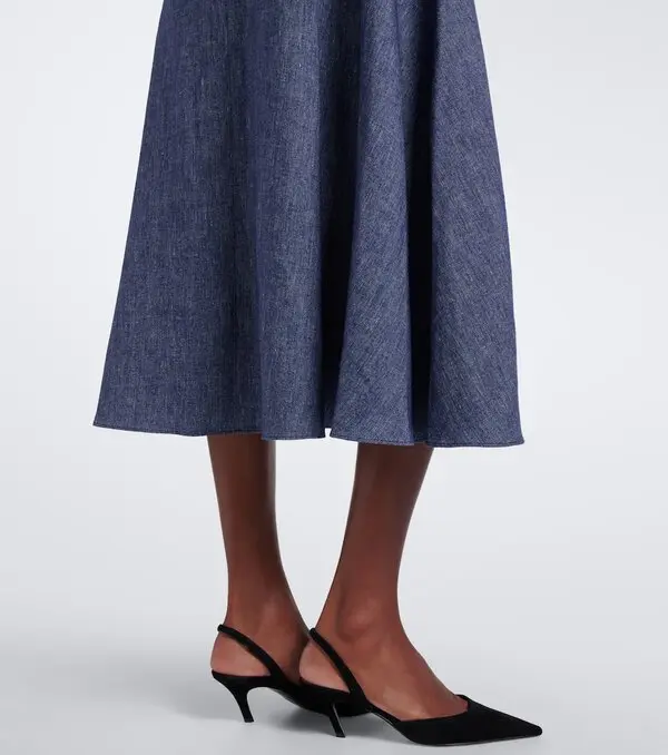 Carolina Herrera Linen, Wool, And Silk-blend Midi Skirt