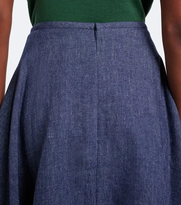 Carolina Herrera Linen, Wool, And Silk-blend Midi Skirt