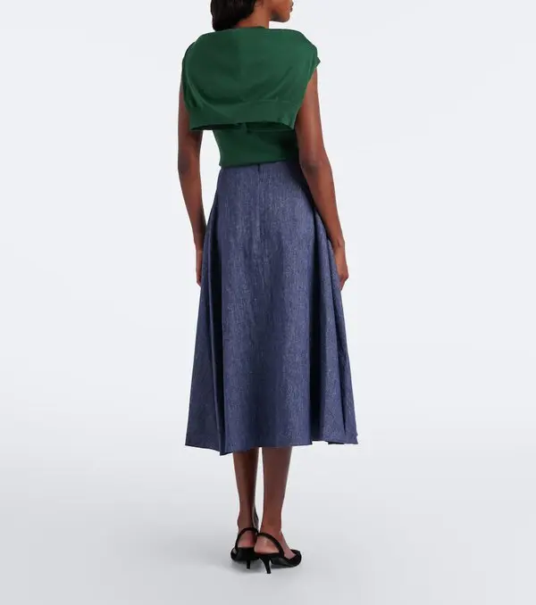 Carolina Herrera Linen, Wool, And Silk-blend Midi Skirt