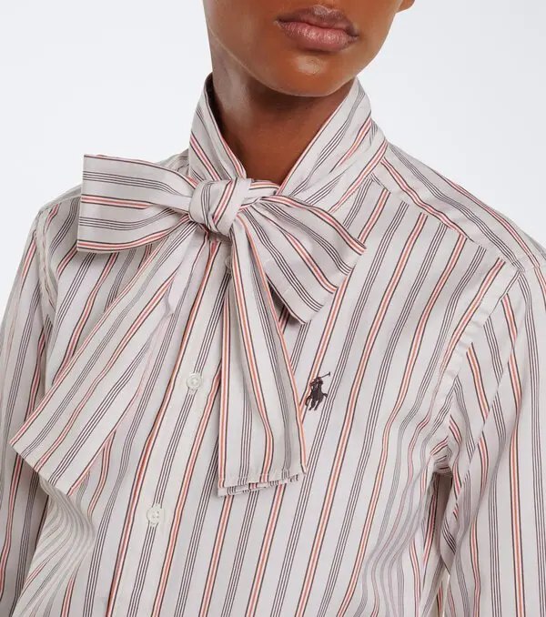Polo Ralph Lauren Striped Cotton Poplin Shirt With Bow Detail - Multicoloured
