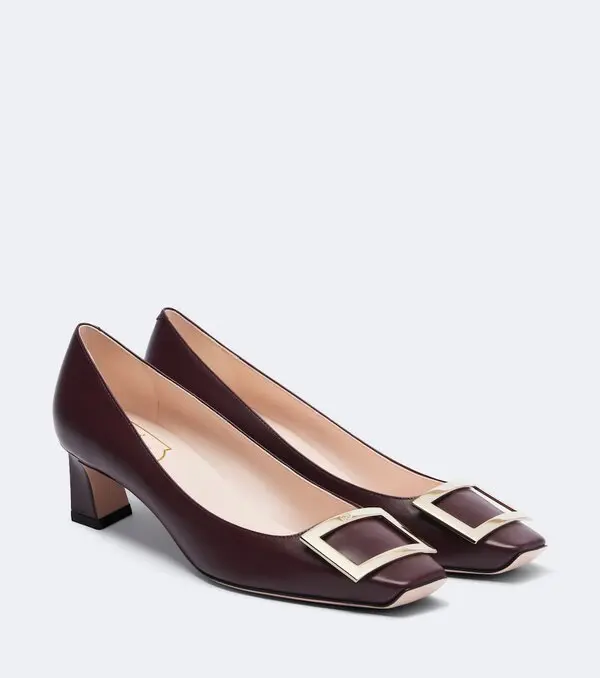 ROGER VIVIER Trompette Embellished Leather Pumps - Burgundy