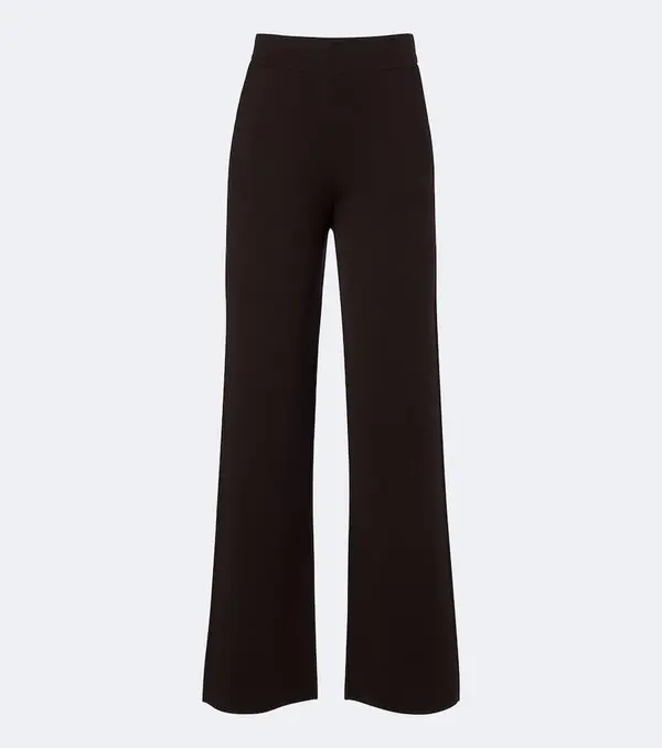 Max Mara Knitted Wool-blend Wide-leg Pants - Brown