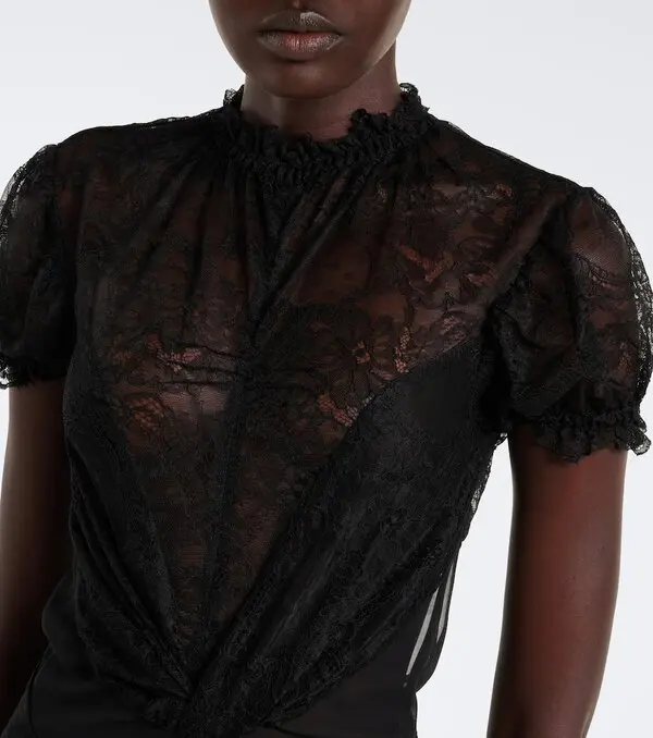 Attico Asymmetrical Lace Midi Dress