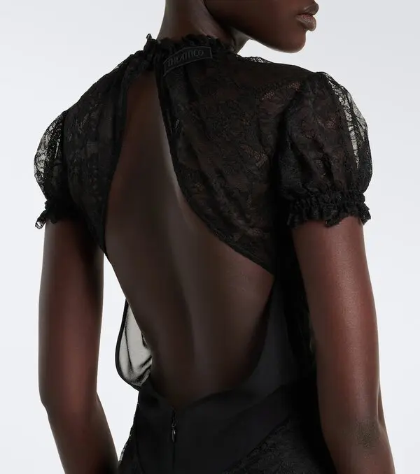 Attico Asymmetrical Lace Midi Dress