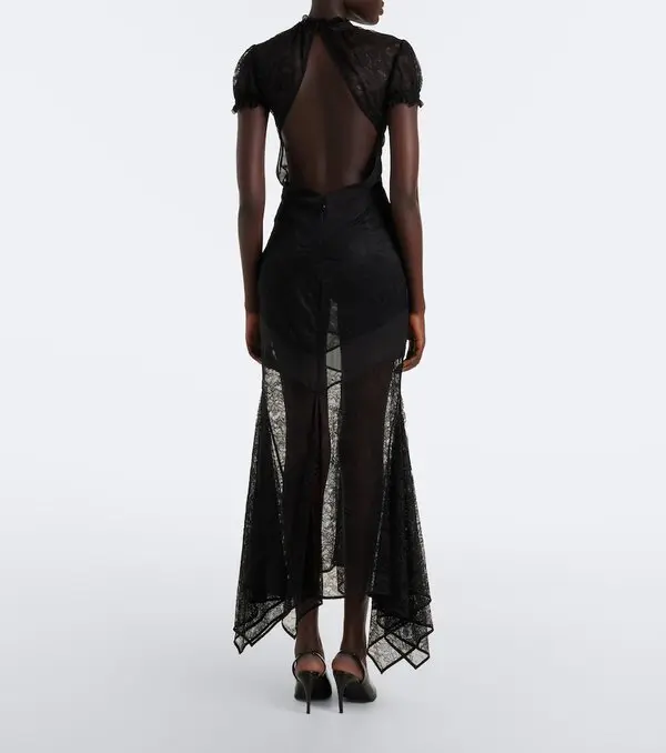 Attico Asymmetrical Lace Midi Dress