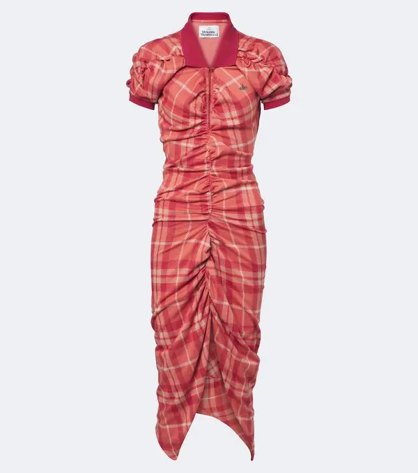 VIVIENNE WESTWOOD Checked Cotton Midi Dress - Pink