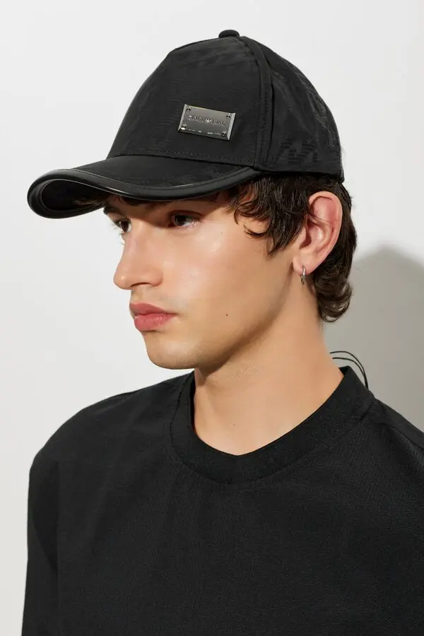 Emporio Armani Baseball Cap With Engraved Logo Plaque