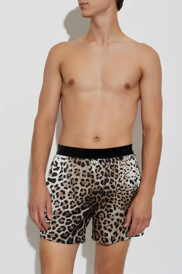 TOM FORD Silk Boxers With Animal Motif - Black