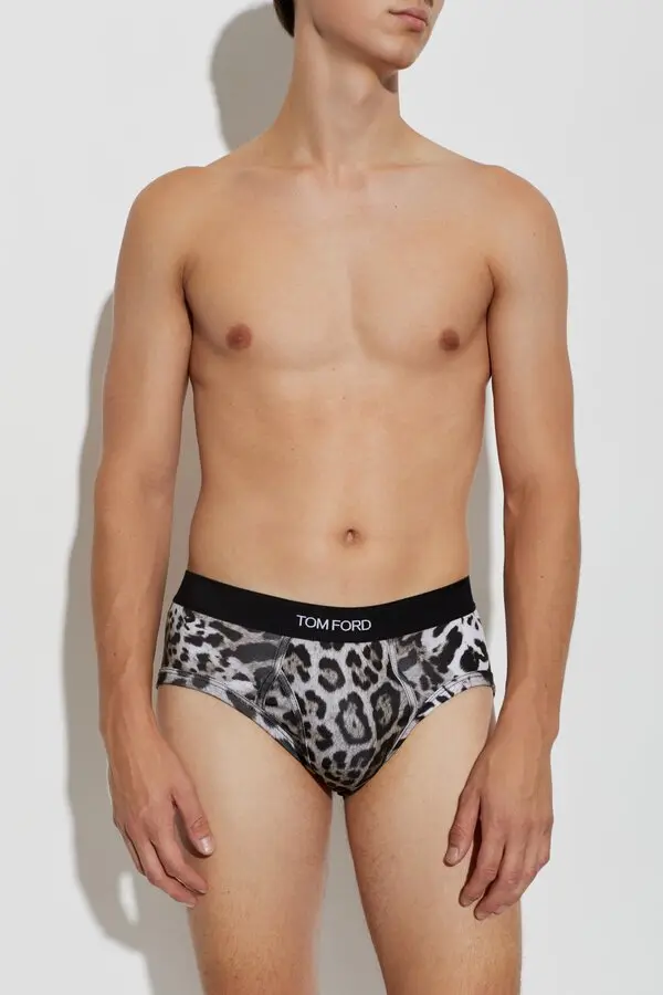 TOM FORD Cotton Briefs With Animal Print Motif