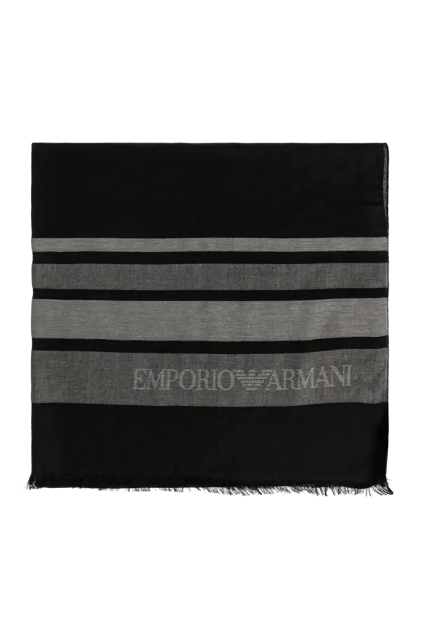 Emporio Armani Scarf With Logo - Black