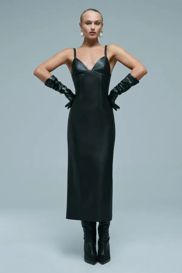Bardot Estine Vegan Leather Midi Dress