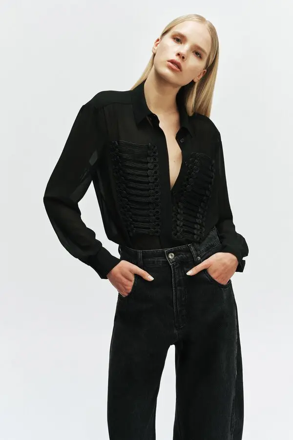 Bardot Evita Trim Detail Sheer Shirt