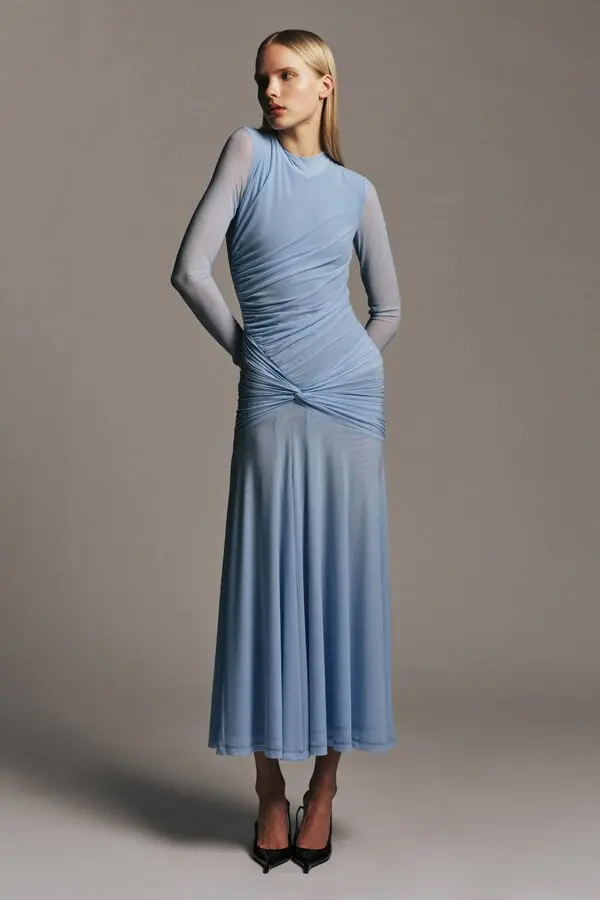 Bardot Liyana Ruched Mesh Midi Dress