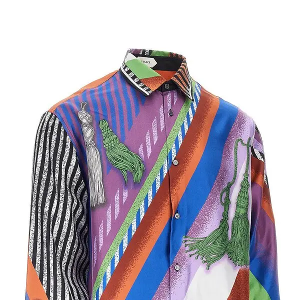 Versace Silk Twill Shirt With Formula 6 Print