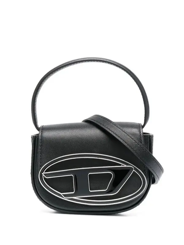 DIESEL® 1dr Xs" Leather Shoulder Bag - Black