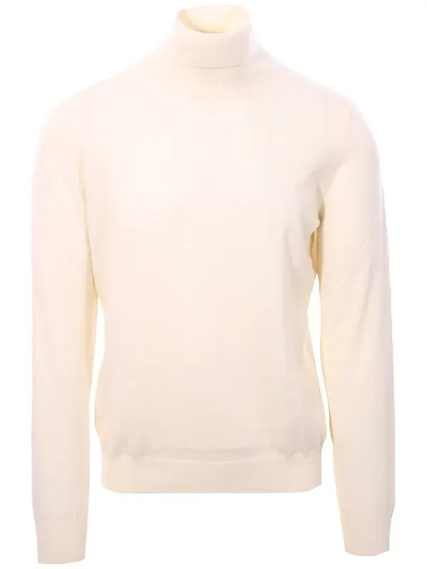 GRAN SASSO Turtleneck Fine Knit Sweater - White