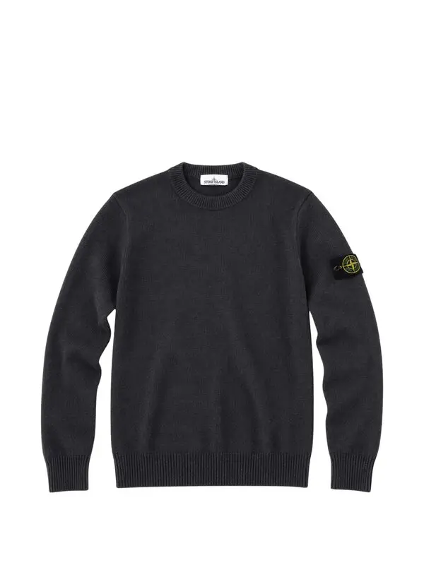 Stone Island Lambwool Crew Neck Sweater With Signature Patch