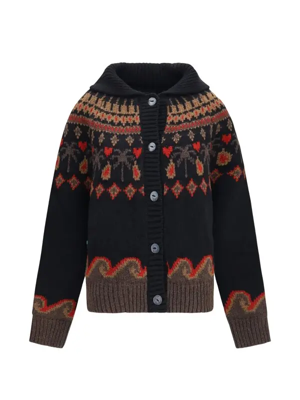 Alanui Shawl Collar Patterned Knit Cardigan