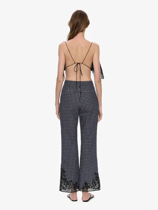 Christopher Esber Embroidered Sheer Checked Knit Handkerchief Tee