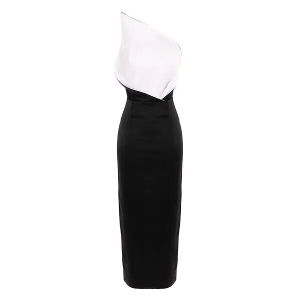 ACOB À PORTER Grace Satin Dress With Oversized Flower Appliqu