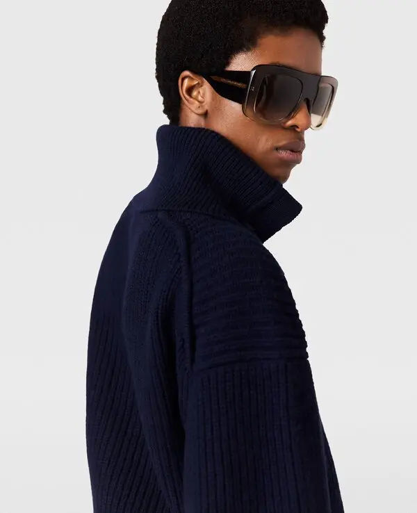 Stella McCartney Recycled Cashmere Ribbed Turtleneck Jumper - Navy