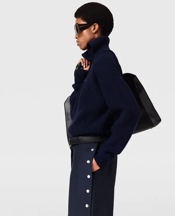 Stella McCartney Recycled Cashmere Ribbed Turtleneck Jumper - Navy