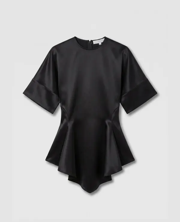 Stella McCartney Handkerchief Sleeve Satin Top - Black