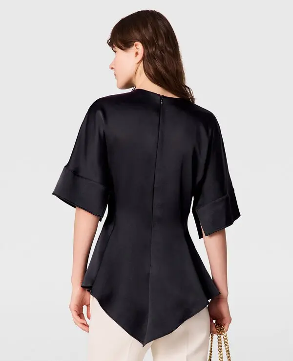 Stella McCartney Handkerchief Sleeve Satin Top - Black
