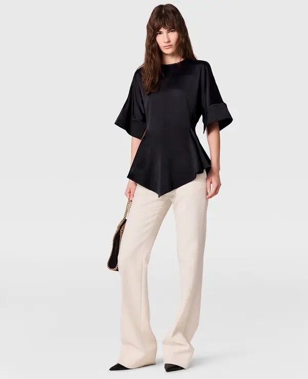 Stella McCartney Handkerchief Sleeve Satin Top - Black