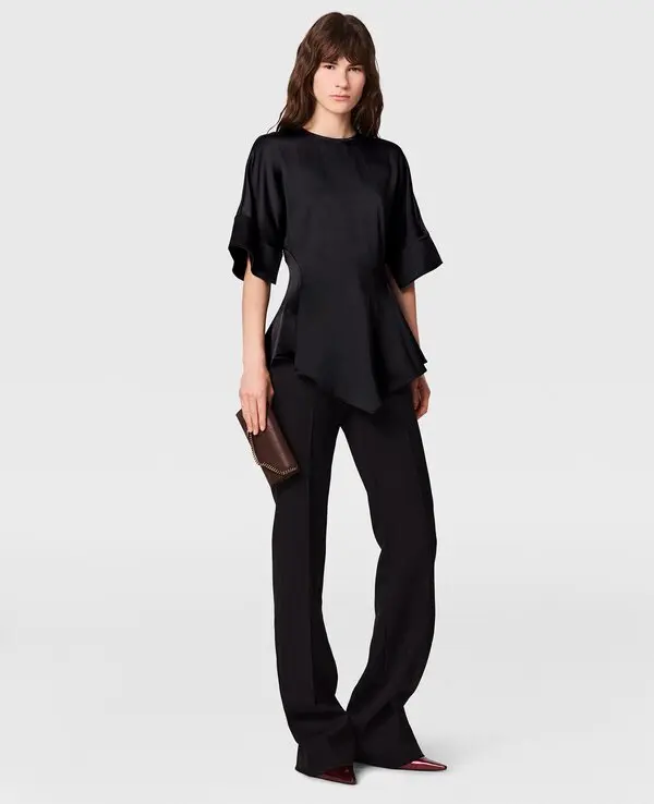 Stella McCartney Handkerchief Sleeve Satin Top - Black
