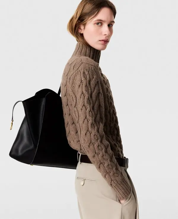 Stella McCartney Textured Cable Knit Turtleneck Jumper - Brown