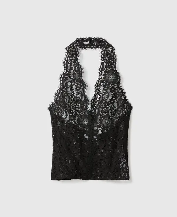 Stella McCartney Halterneck Lace Top - Black