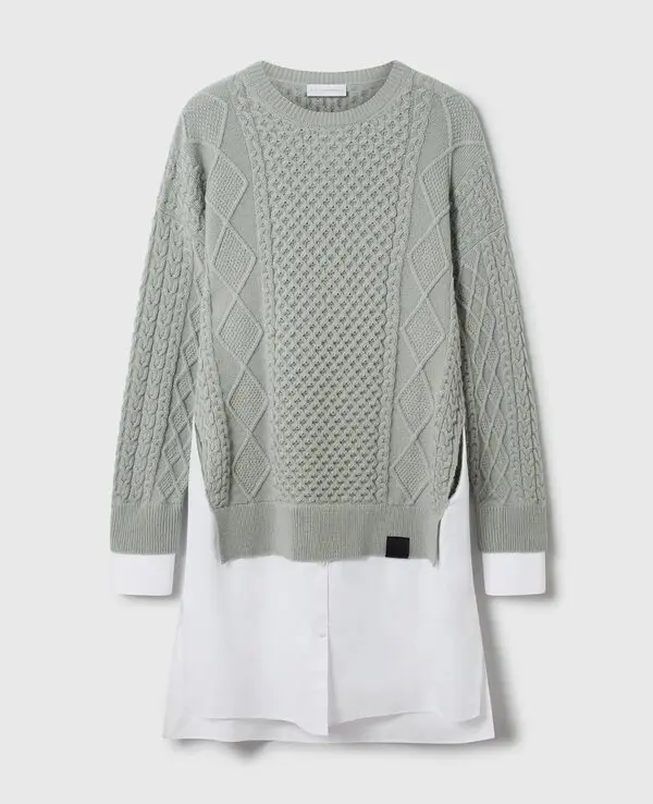 Stella McCartney Hybrid Knit Shirt Jumper Dress - 1464