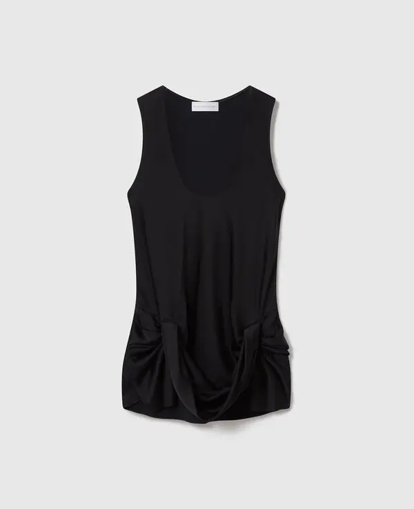Stella McCartney Sleeveless Draped Satin Top - Black