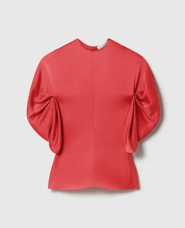 Stella McCartney Puff Sleeve Satin Top - Red