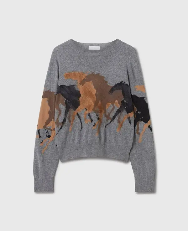 Stella McCartney Racing Horses Knit Jumper - Grey