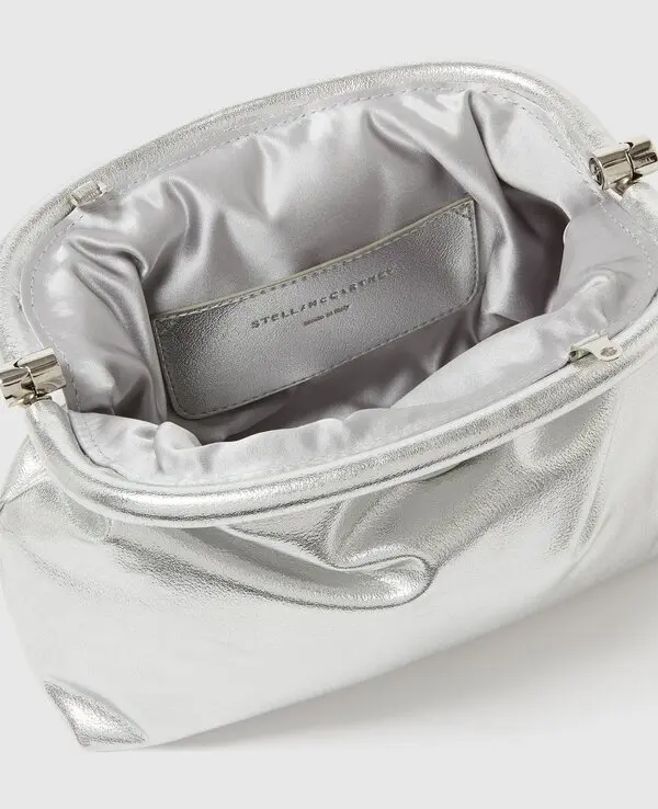 Stella McCartney Falabella Padded Metallic Soft Clutch With Chain - Silver