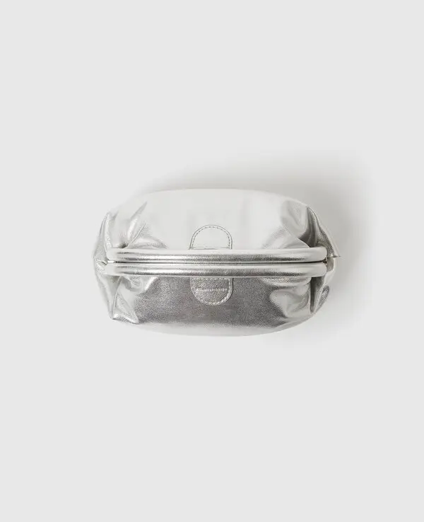 Stella McCartney Falabella Padded Metallic Soft Clutch With Chain - Silver