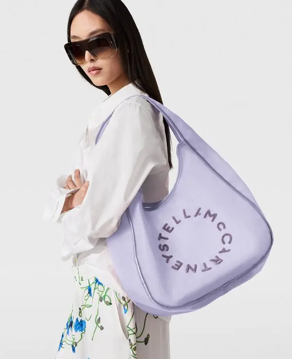 Stella McCartney Logo Mesh Large Hobo Bag - Grape