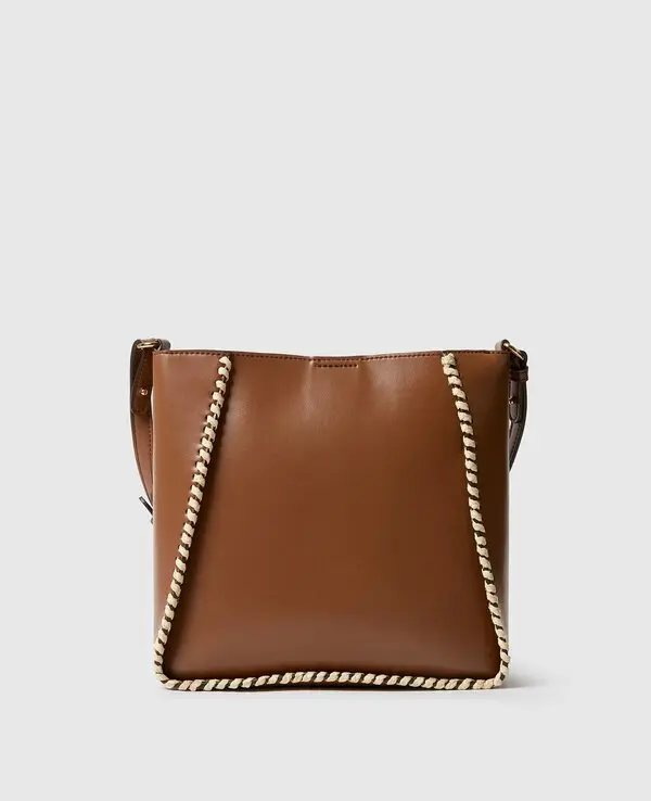 Stella McCartney Raffia Trim Crossbody Bag